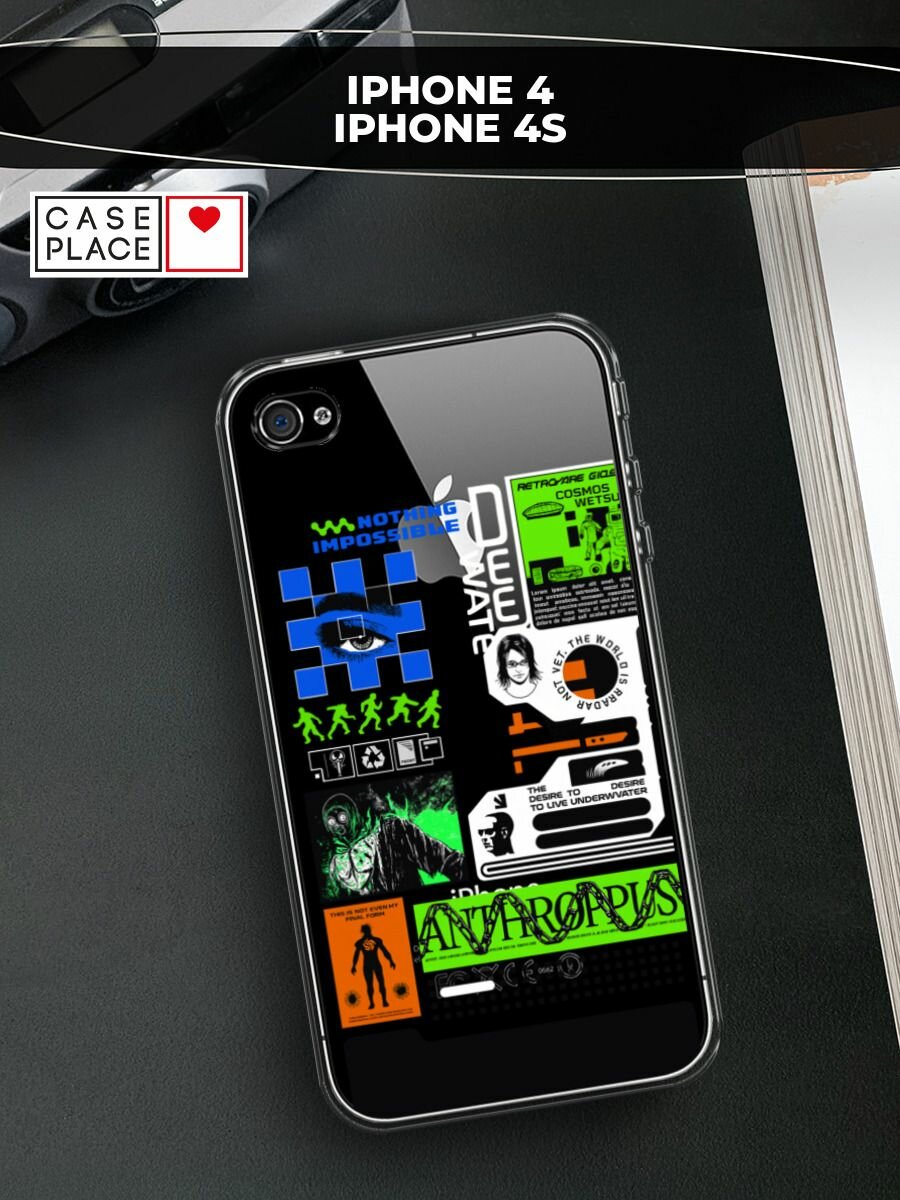 Чехол на Apple iPhone 4/4S / Айфон 4/4S с принтом "Nothing impossible", прозрачный