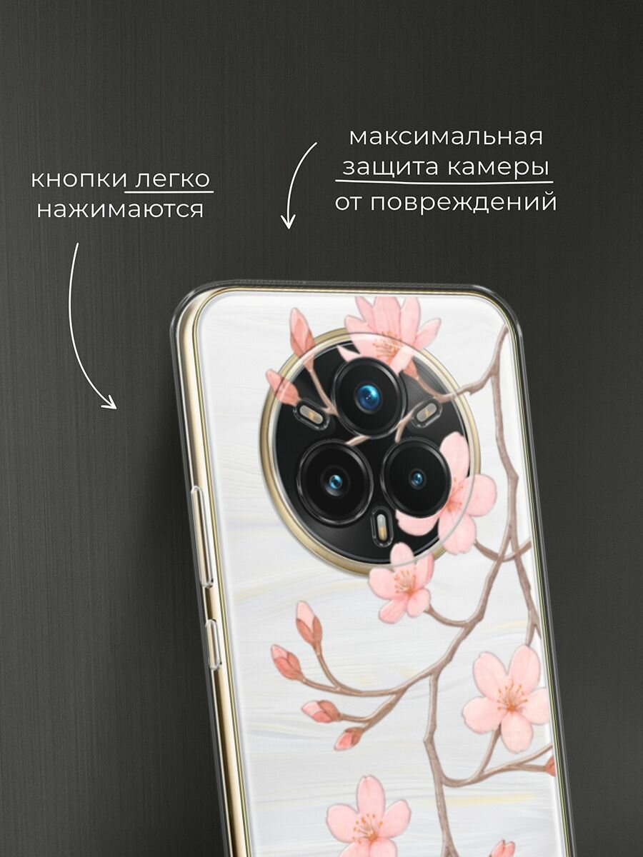Чехол на Realme 14 Pro+ / Реалми 14 Про+ с принтом "Веточка распускающейся сакуры 2" — фото 1