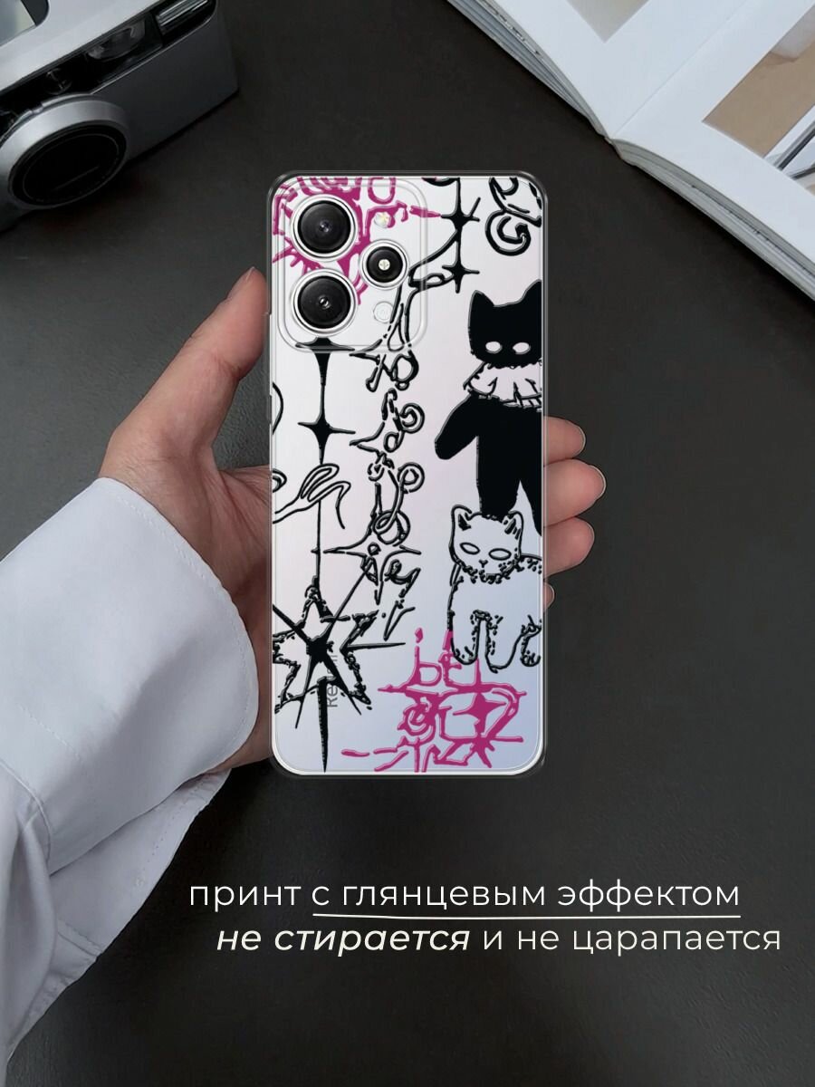 Чехол на Xiaomi Redmi 12 / Сяоми Редми 12 с принтом "Готические котики" — фото 1