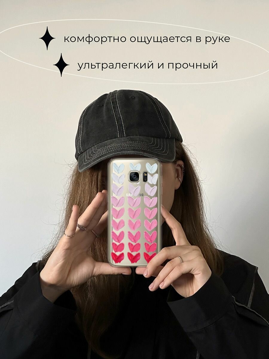 Чехол на Samsung Galaxy S7 / Самсунг Галакси С 7 с принтом "Градиент из сердечек" — фото 1