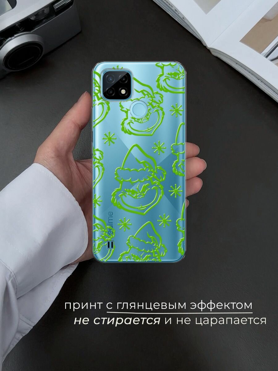 Чехол на Realme C21 / Реалми С21 с принтом "Зеленый Гринч 3" — фото 1