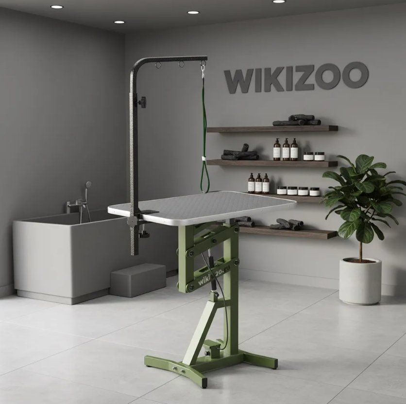 Стол для груминга прямоугольный S4 NaturalGroom "Моховая поэма" Серый, с пневмоподъемником, 70 х 50 см, для кошек и собак