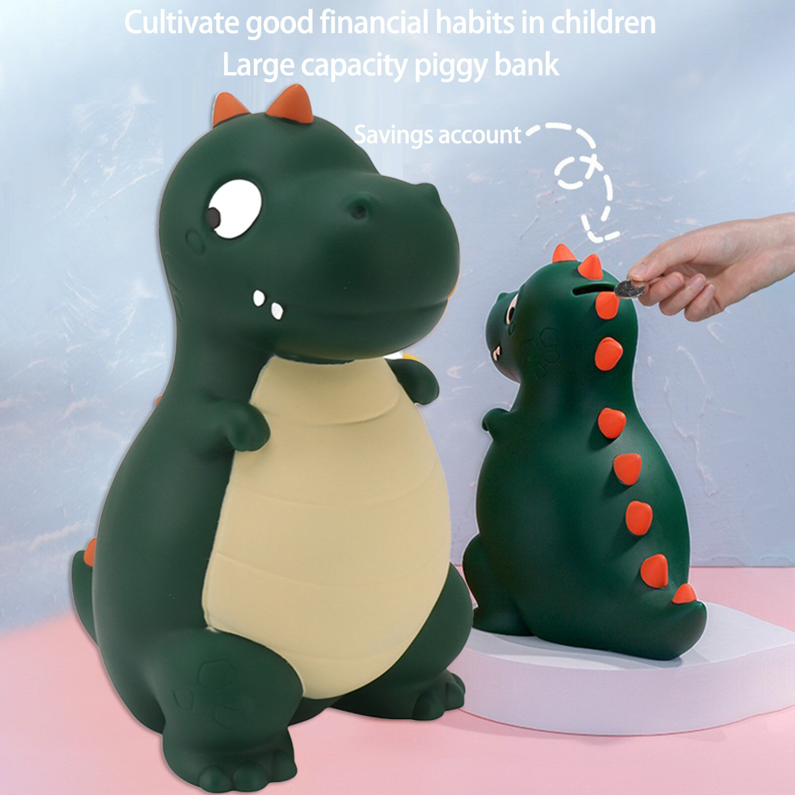 Динозавр-копилка, милый мультяшный ящик для экономии денег, устойчивый к падению деньги, копилка, украшение для рабочего стола, подарок для мальчиков и девочек, маленький зеленый