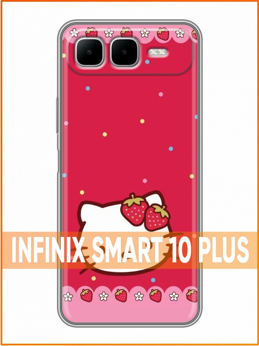 Чехол для Infinix Smart 10 Plus с принтом для девочек с Хеллоу Китти (Инфиникс Смарт 10 Плюс)