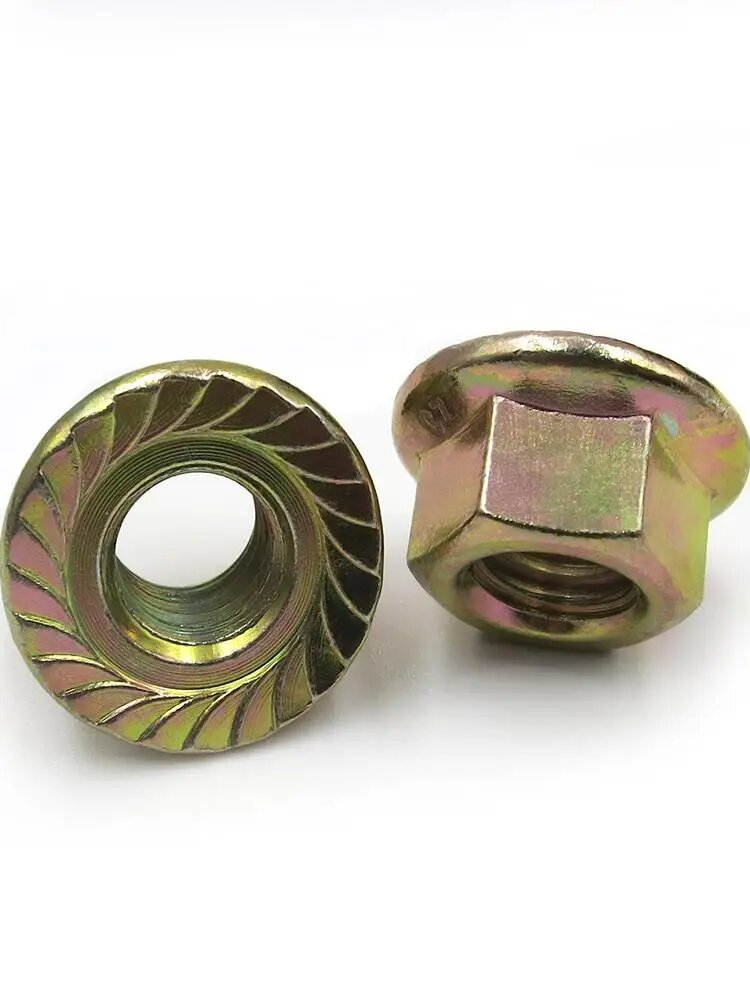 Зубчатые фланцевые гайки из углеродистой стали M2-M16 M4-20pcs, Color Zinc