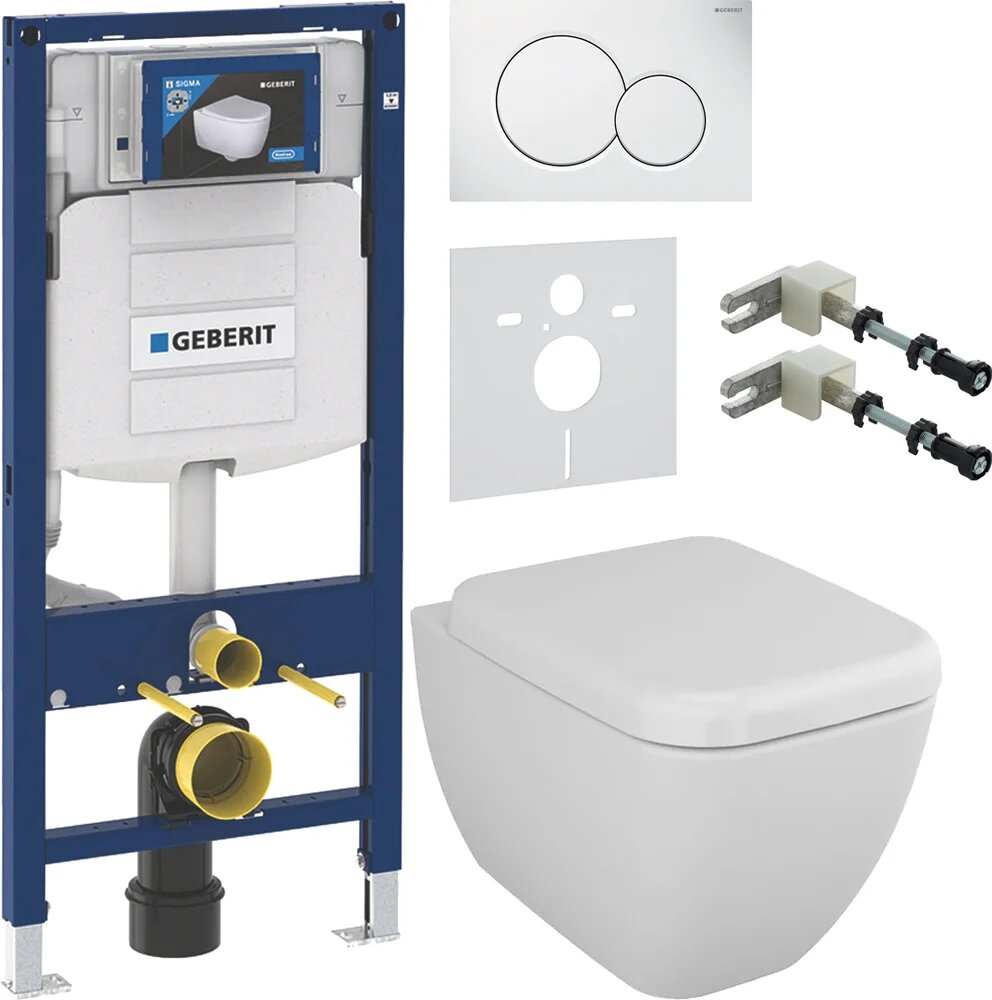 Комплект 6 в 1 Унитаз подвесной VitrA Shift 7742B003-0075 белая глянцевая / Сиденье 91-003-009 с микролифтом, петли хром / Инсталляция Geberit Duofix UP 320 111.300.00.5 (111.950.00.6), Кнопка Sigma