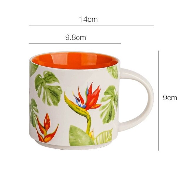 Керамическая чашка с цветочной глазурью, кружка для домашнего завтрака большой емкости