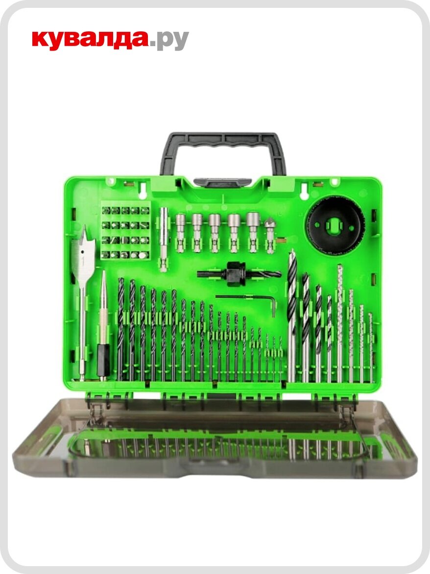 Набор сверл бит и коронок GREENWORKS 2 944 507 в кейсе 60 предметов