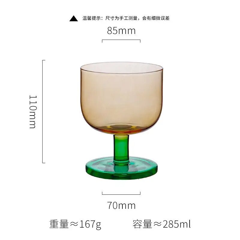 Ручная стеклянная чаша с высокой ножкой, Orange, 201-300 мл