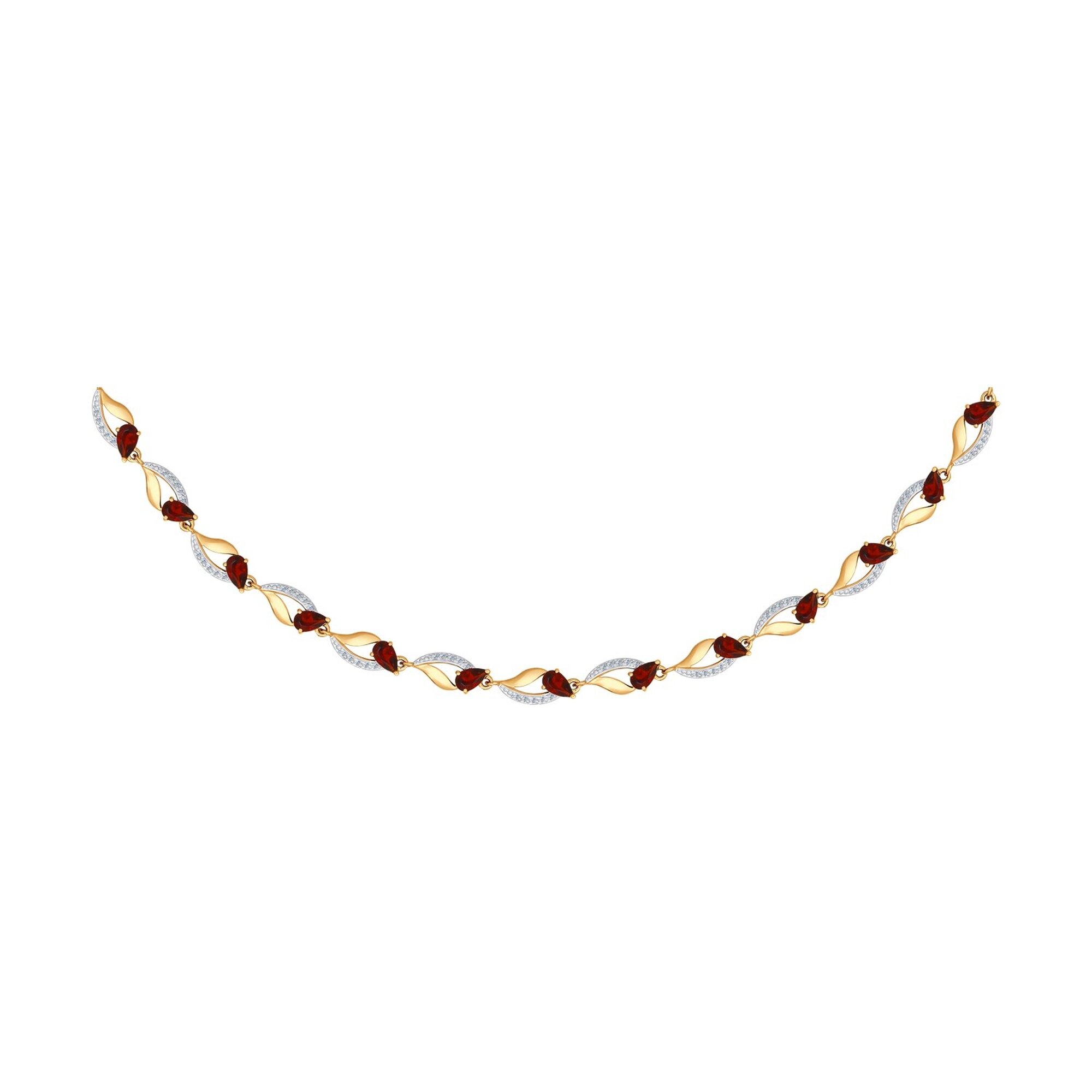 Колье, красное золото, 585 проба, фианит, гранат