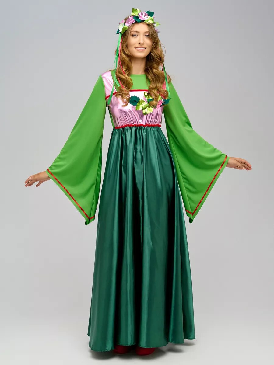Карнавальный костюм весны женский взрослый, зеленый, L/XL (48-50)