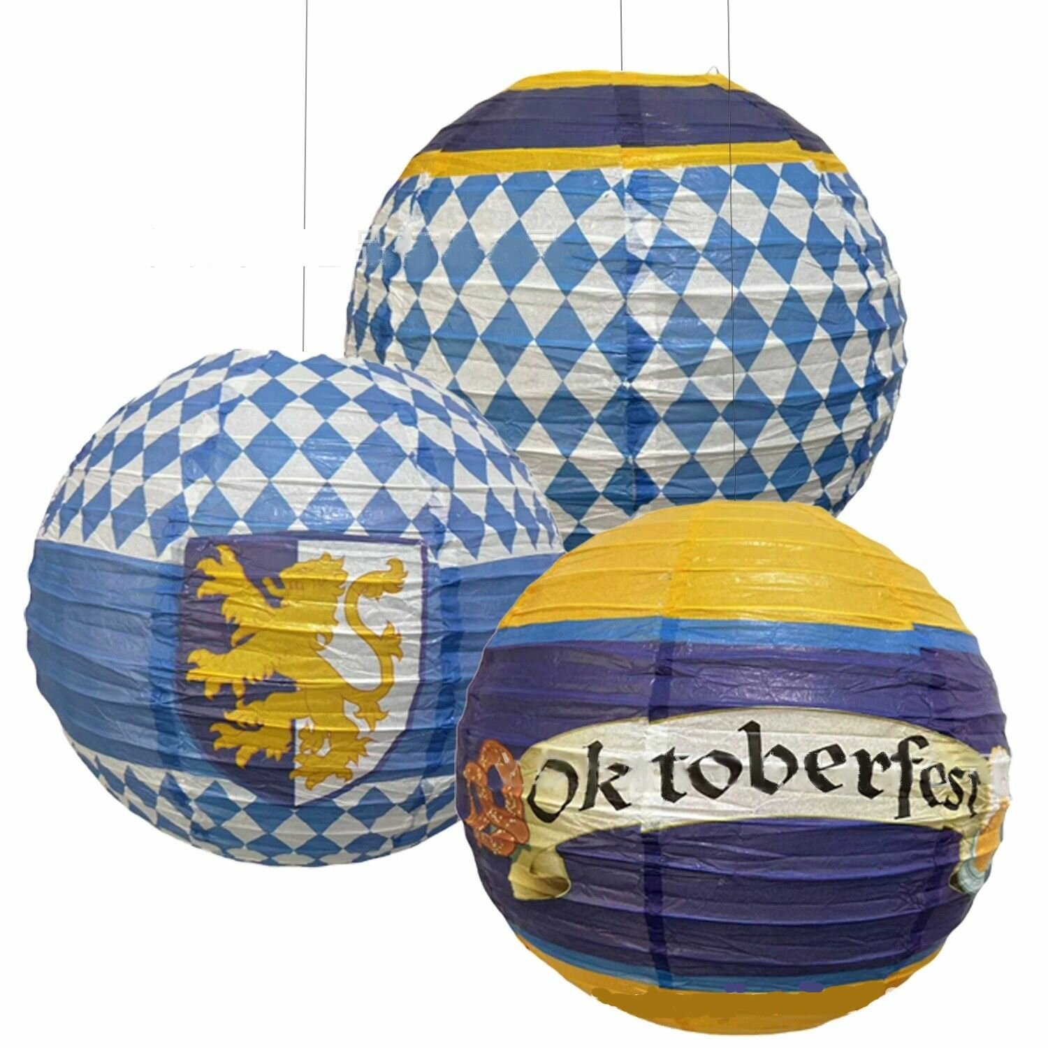 Набор бумажных фонариков для Октоберфест 30 см 3шт