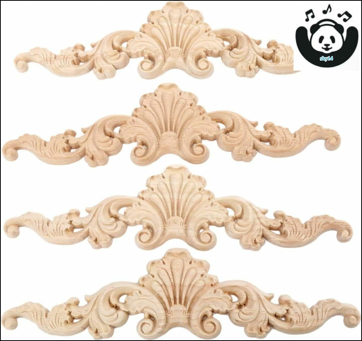 Эксклюзивная аппликация для инкрустации мебели своими руками, набор 4 штуки