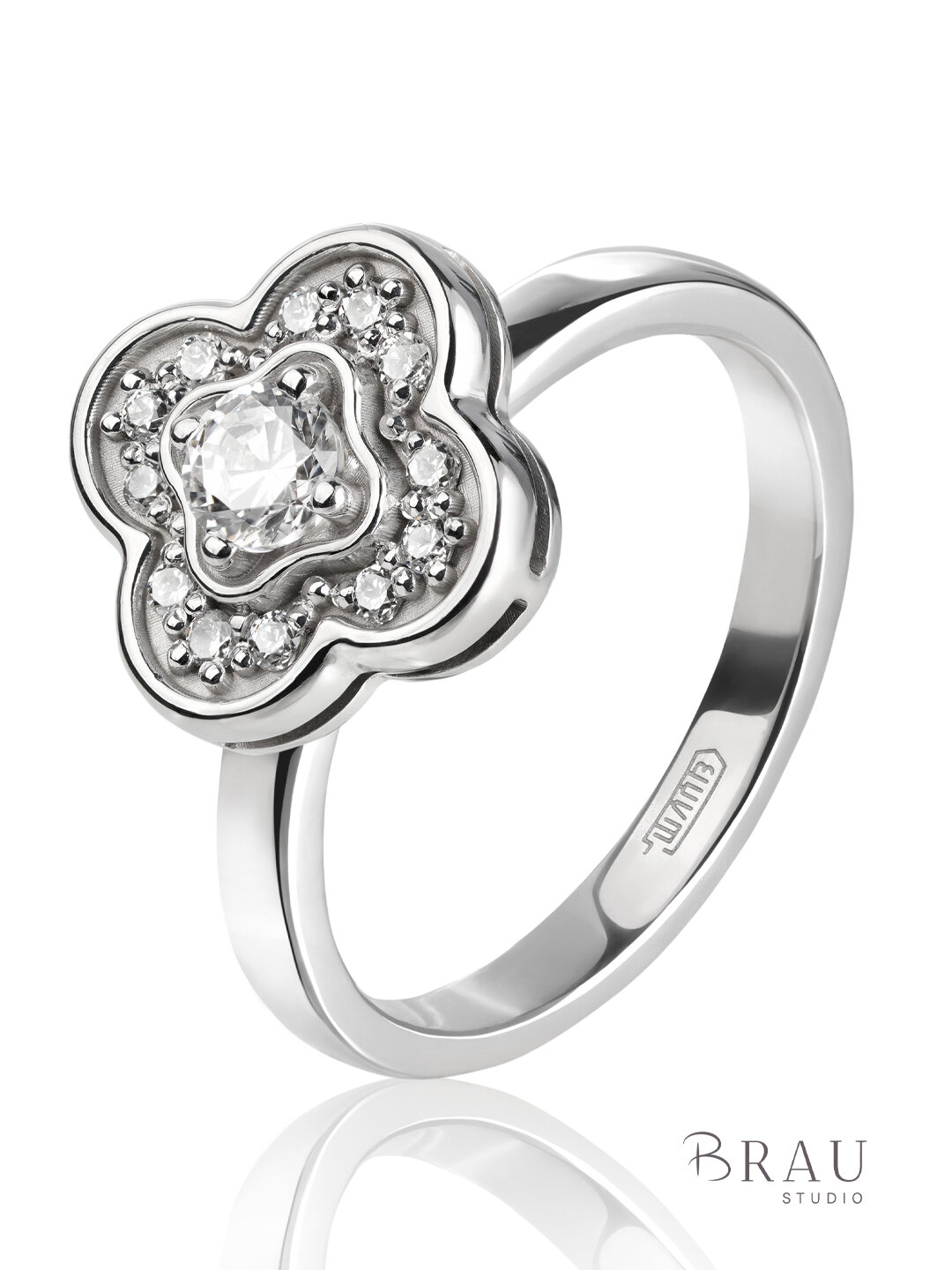 Кольцо, серебро, 925 проба, родирование, фианит