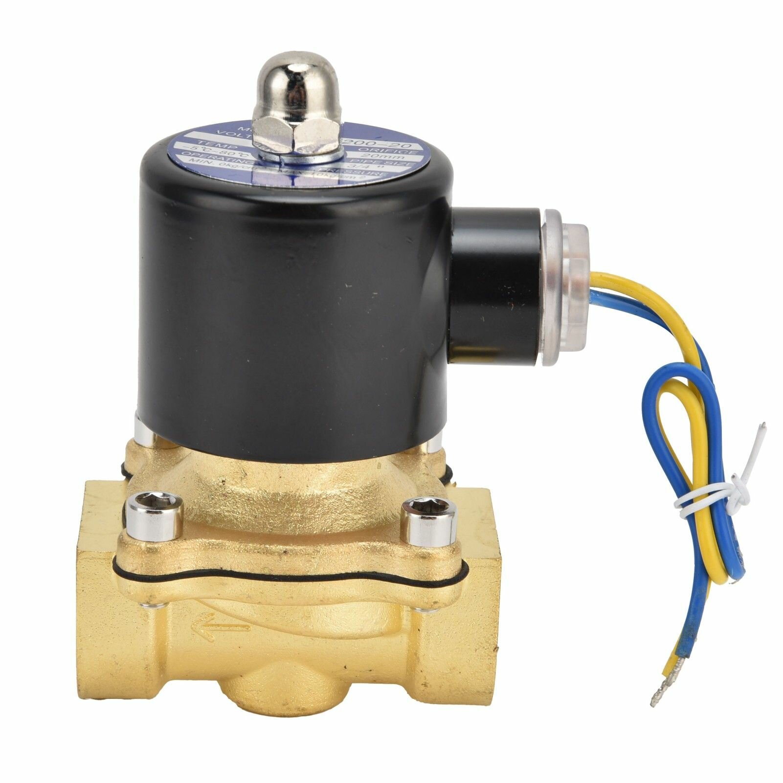 Электроклапан 2W-200-20 G3/4" латунный NC для воды/воздуха/газа 220V