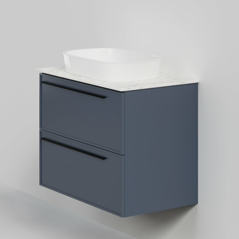 Тумба с раковиной La Fenice Elba Twin 80 подвесная, blu grigio, столешница белый мрамор, раковина белая матовая