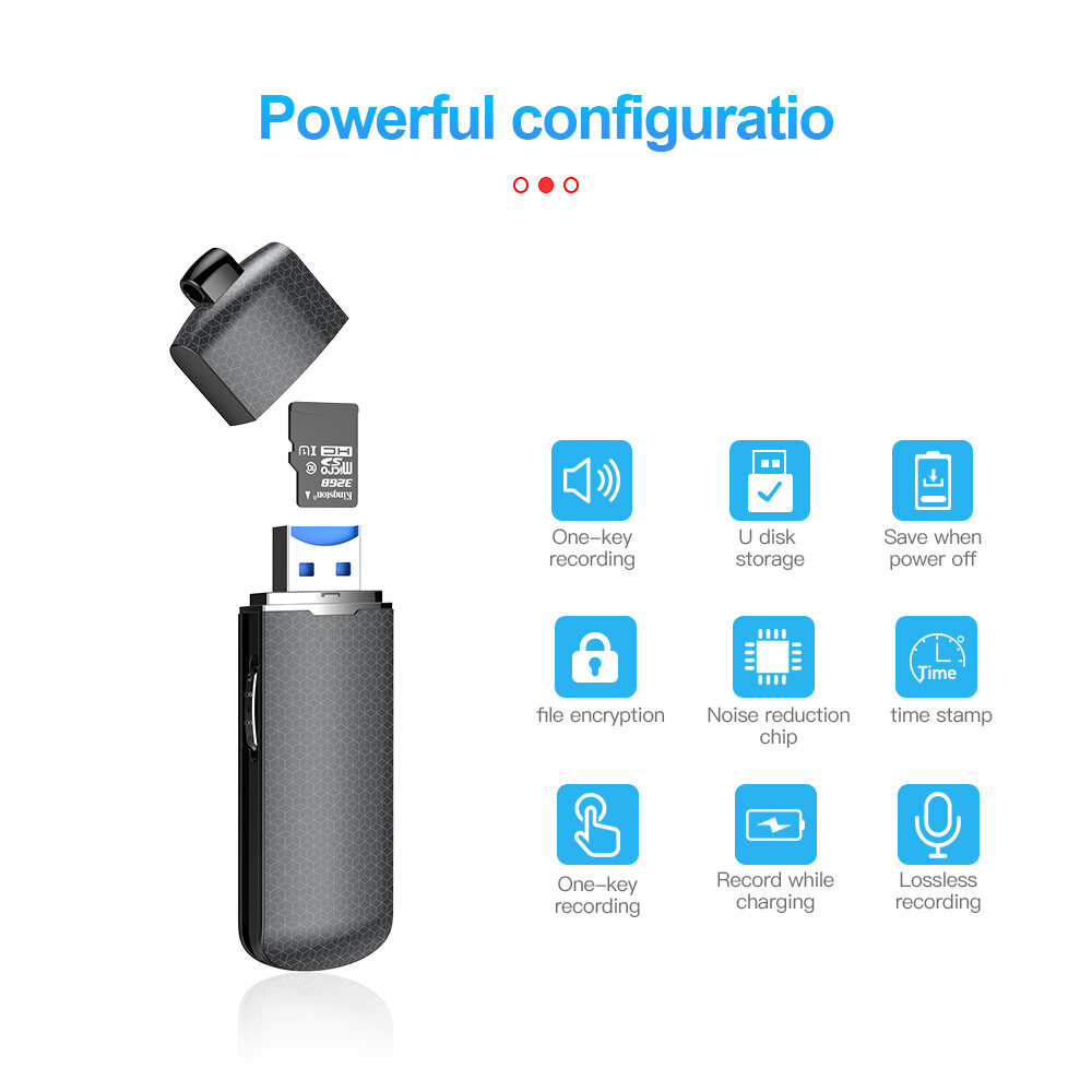 1x Черный 16 ГБ Мини-Диктофон С Голосовой Активацией Звука USB Флэш-Накопитель U-Диск