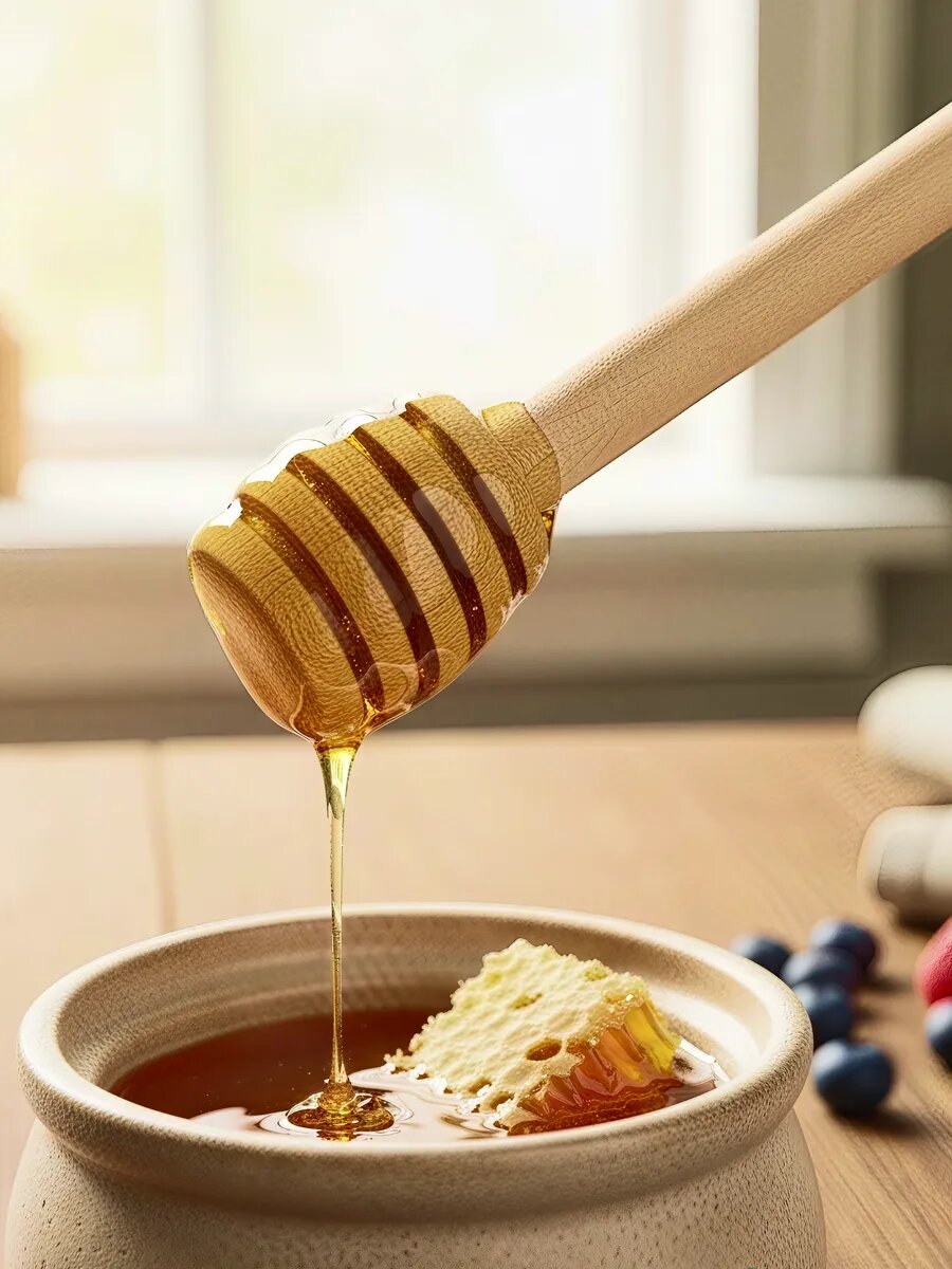 Ложка веретено деревянная для меда, десертов, варенья, сиропов 8 см