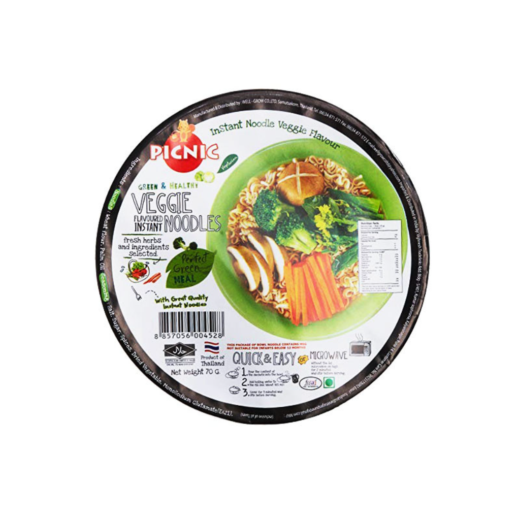 Лапша быстрого приготовления Picnic со вкусом овощей 70 г, Таиланд