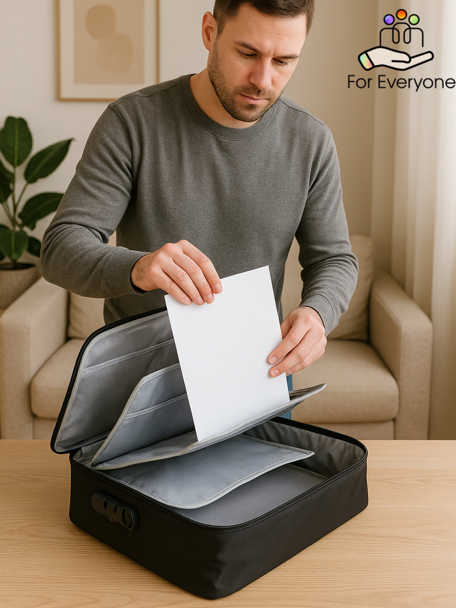 Сумка-органайзер для документов, водонепроницаемая, текстиль, черная