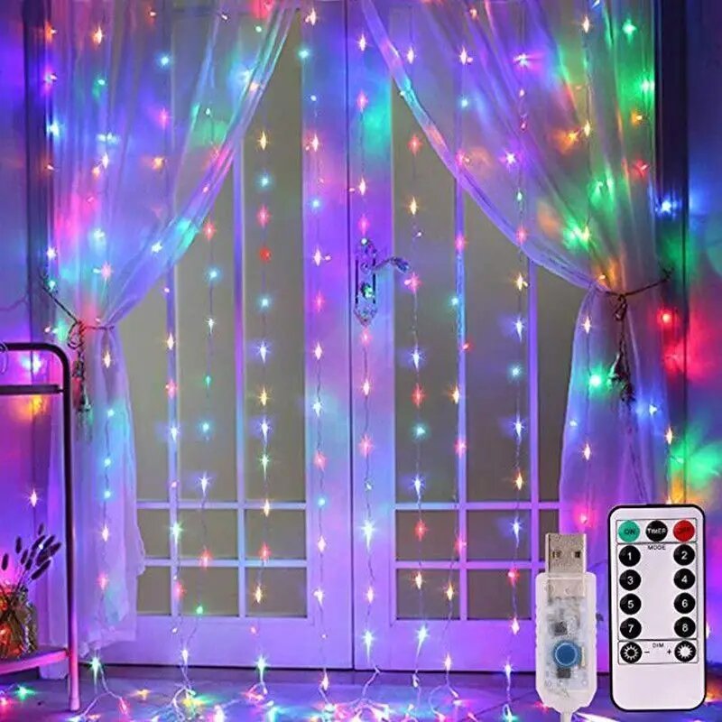 Гирлянда LED "Водопад" Multicolor, 3x3м, 300LEDs, 8 режимов