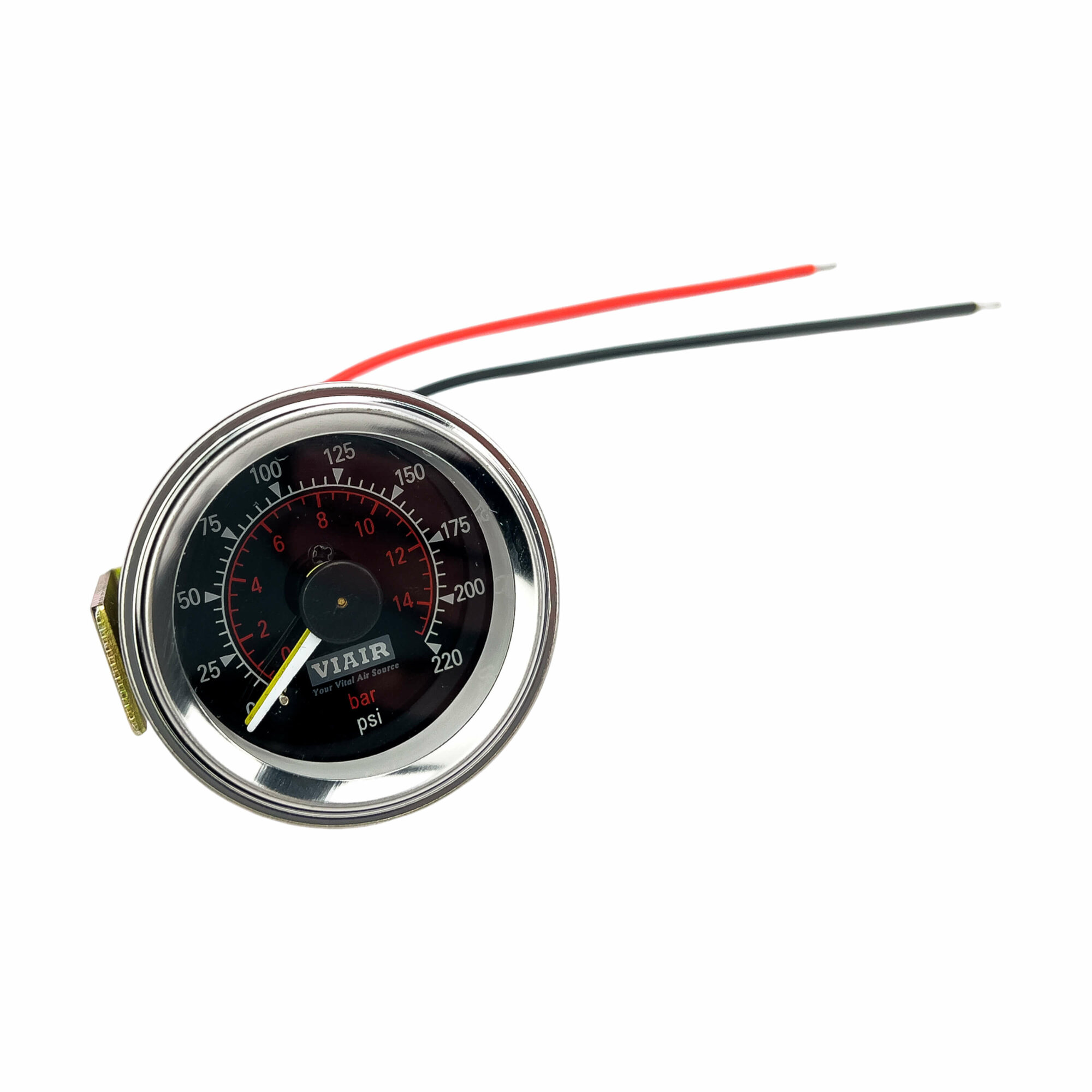 Манометр двухстрелочный 15БАР (220 PSI), с подсветкой, черный, (2х контурный манометр для пневмоподвески, пневмосистем)