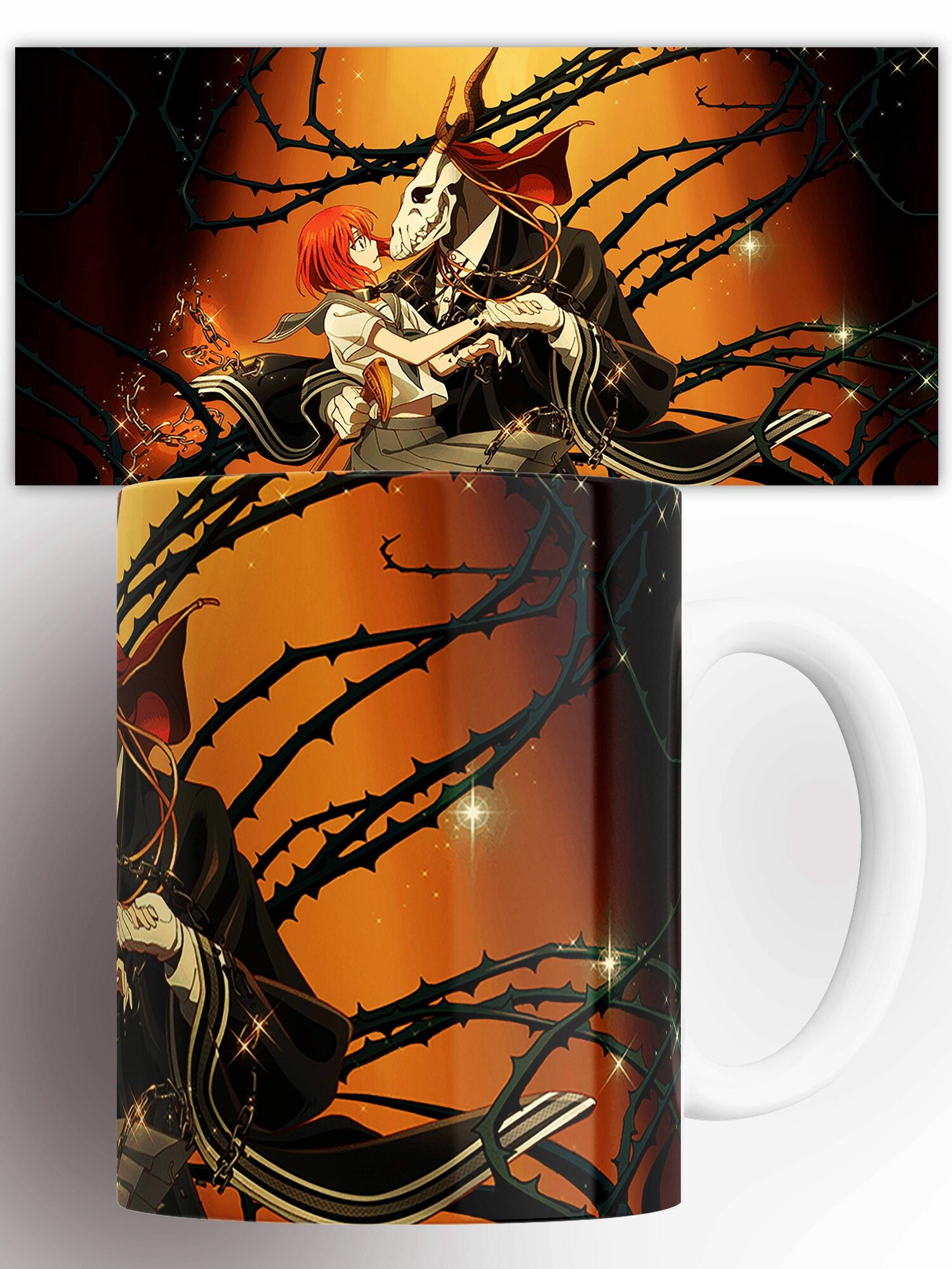 Кружка аниме Невеста чародея Mahoutsukai no Yome Season Тисэ Хатори Элиас Эйнсворт 330 мл