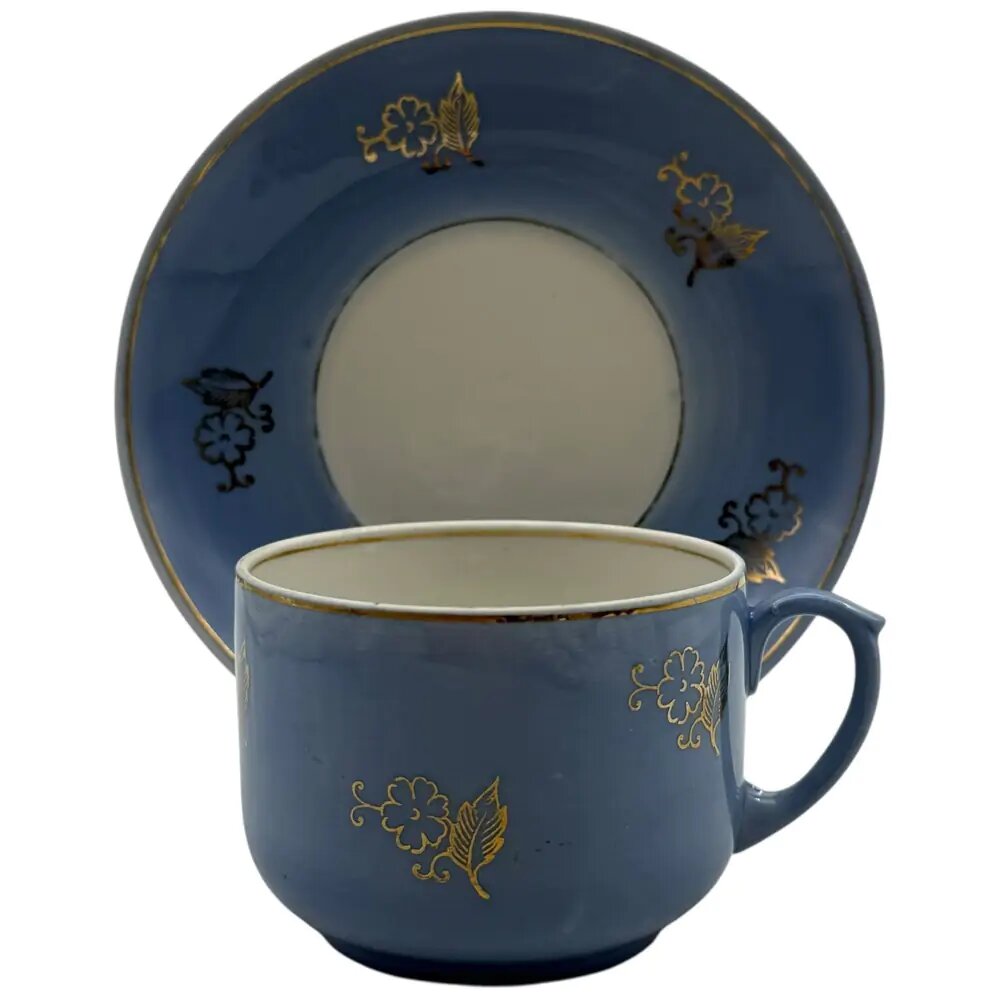 Чайная пара "Цветочек", 200 мл, 1958-1967 гг, ФЗ Пролетарий, СССР