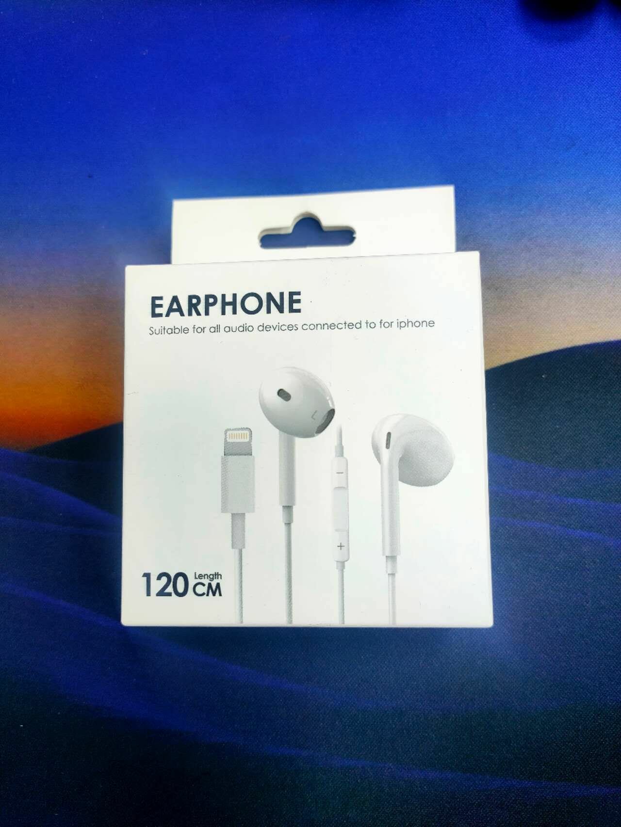 Проводные наушники с микрофоном, совместимые с iPhone 5-14, белые, прозрачные