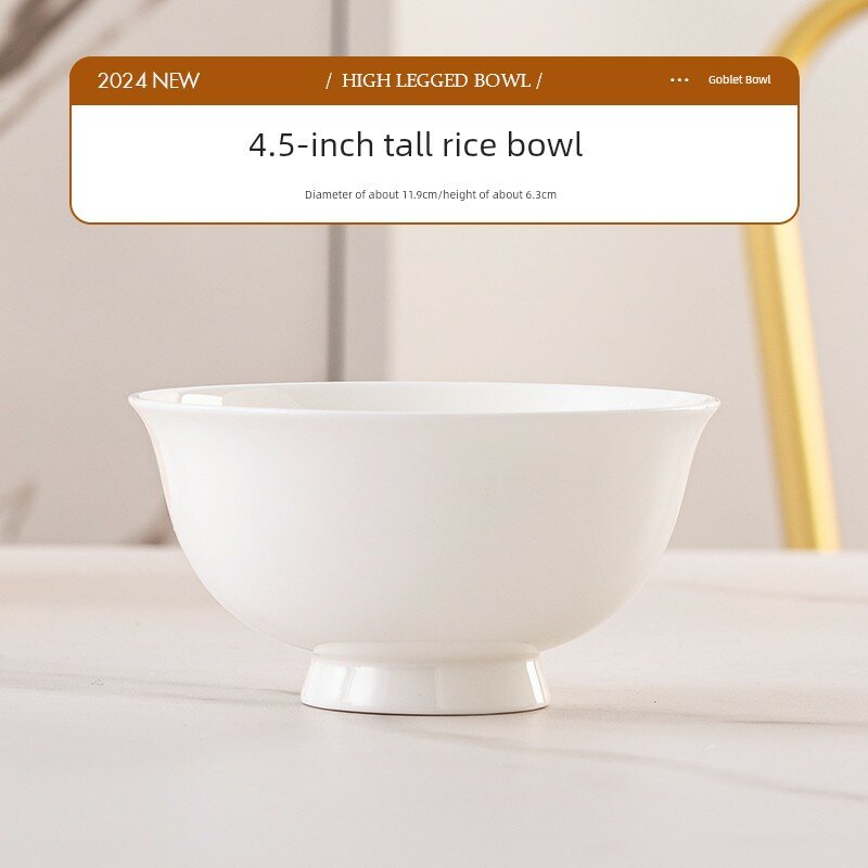 Чисто белая фарфоровая миска, высокая миска для риса, маленькая белая фарфоровая суповая миска, миска для лапши,