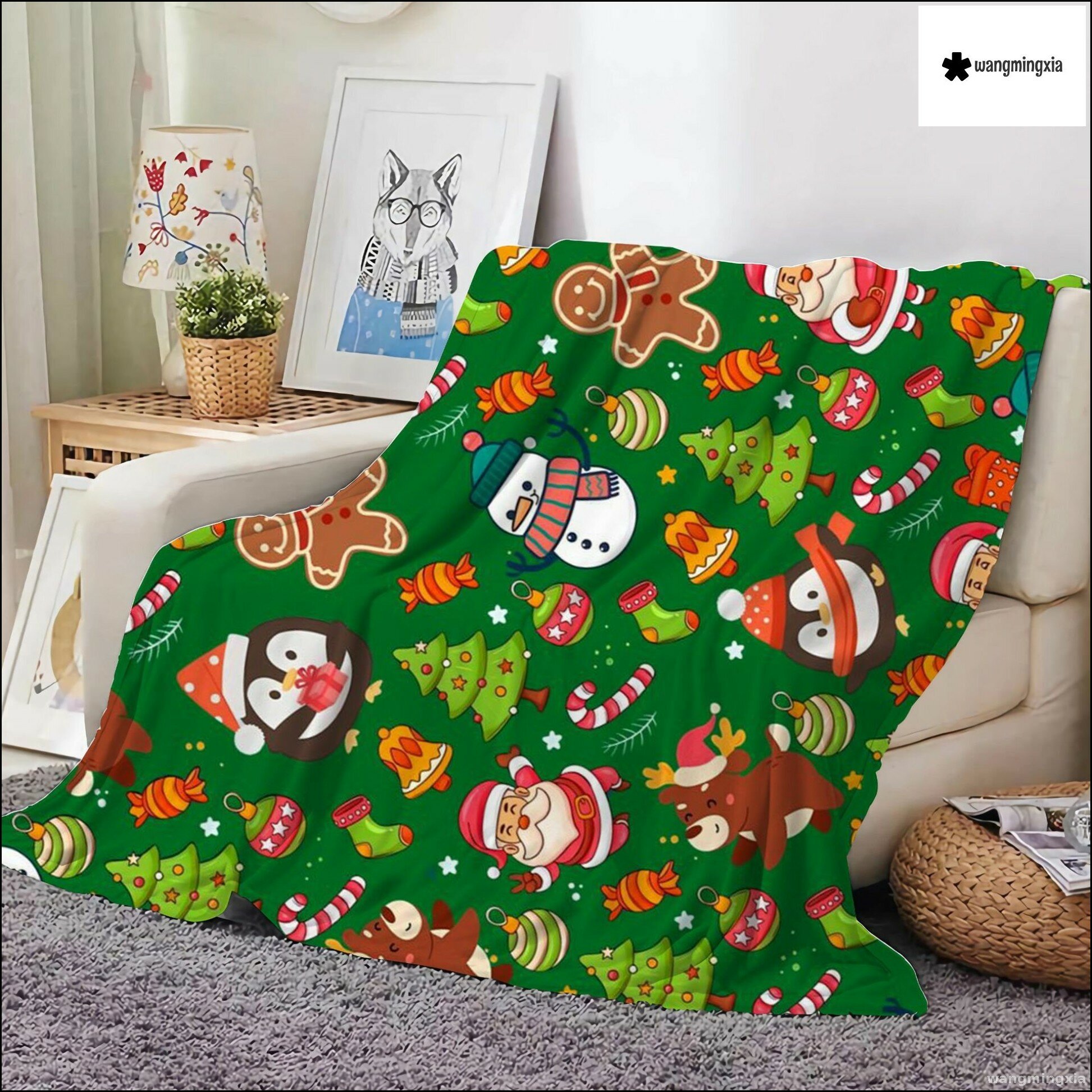 Одеяло с рождественской атмосферой, Эксклюзивное одеяло 150x200 см красных тонов