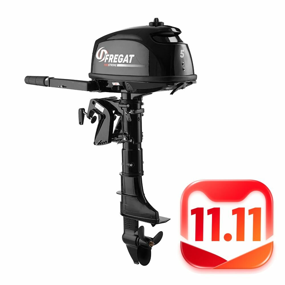 Лодочный мотор Фрегат 5FHS, 5 л. с, двухтактный, водяное охлаждение, чёрный