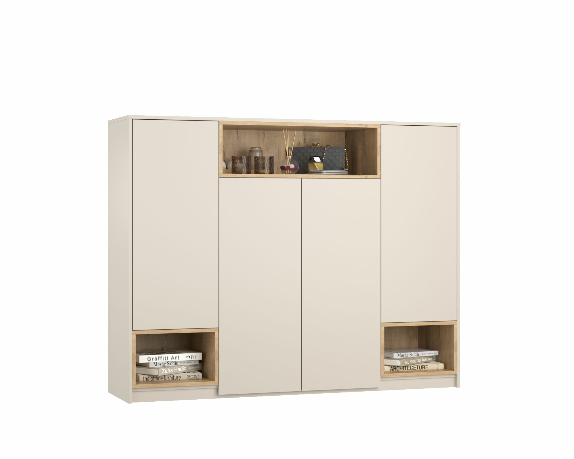 Комод с ящиками "Рокки 7" 160х125х40 Сатин / Дуб Крафт золотой