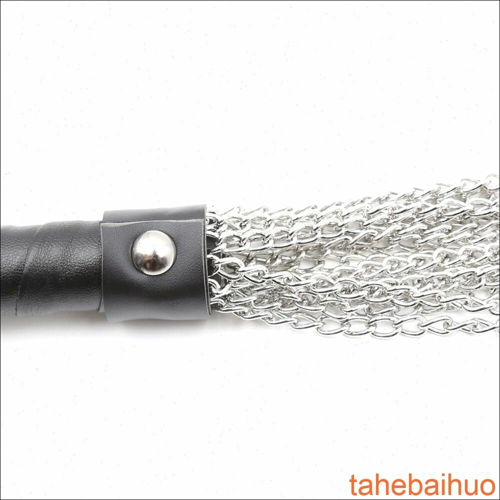 Mеталл Плетка для БДСМ, PU Кожаная ручка, железная цепь