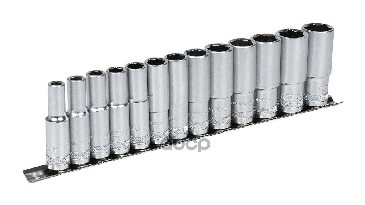 Набор головок 6-гранных 3/8 глубоких на металлической планке 13шт - 7 8 9 10 11 12 13 14 15 TIREI арт. sh2b11s