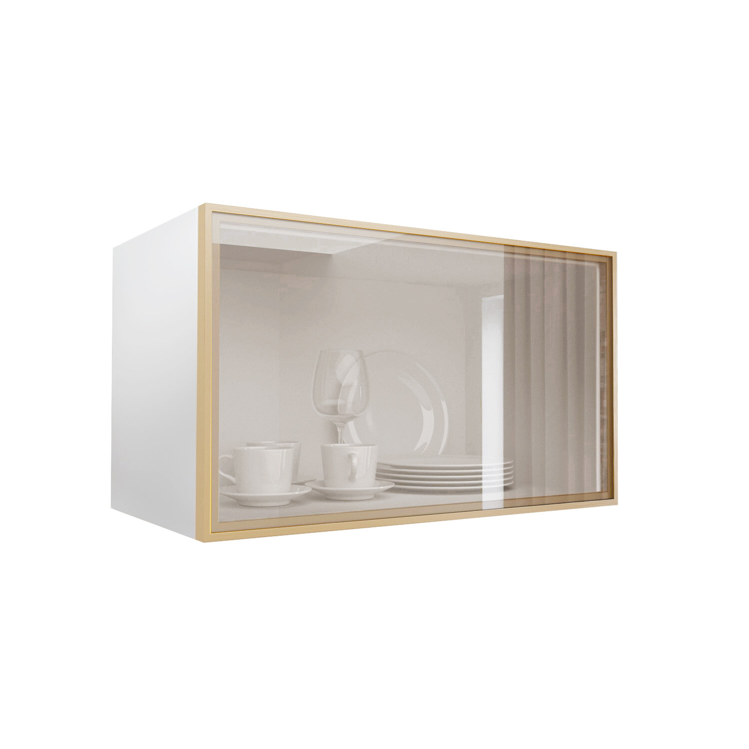 Фасад из алюминиевого профиля со стеклом Aluminum Glass 59,7х36 см, золото браш/бесцветное