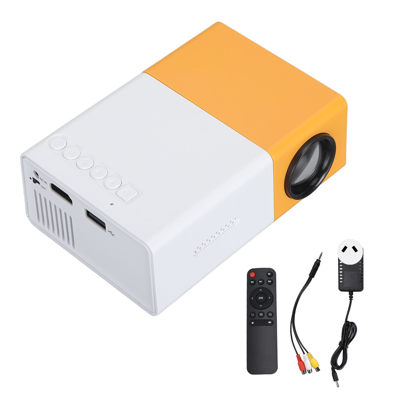 Мини -проектор 1080p Full HD Портативный светодиодный проектор Proctor Home Theatre Projector для детей 100–240 В желтый белый AU Провод AU