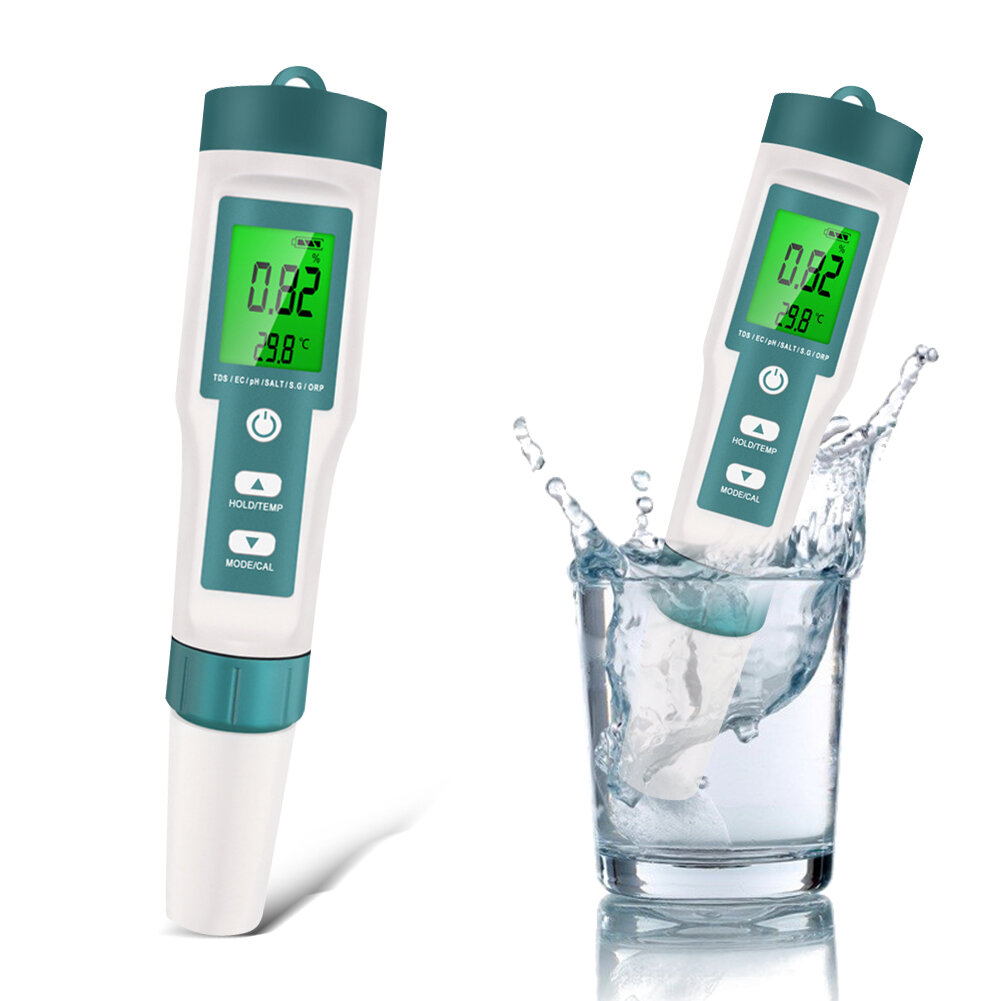 7 в 1 цифровой тестер качества воды TDS/EC/ORP/Salinity/SG/Temperature PH Meter