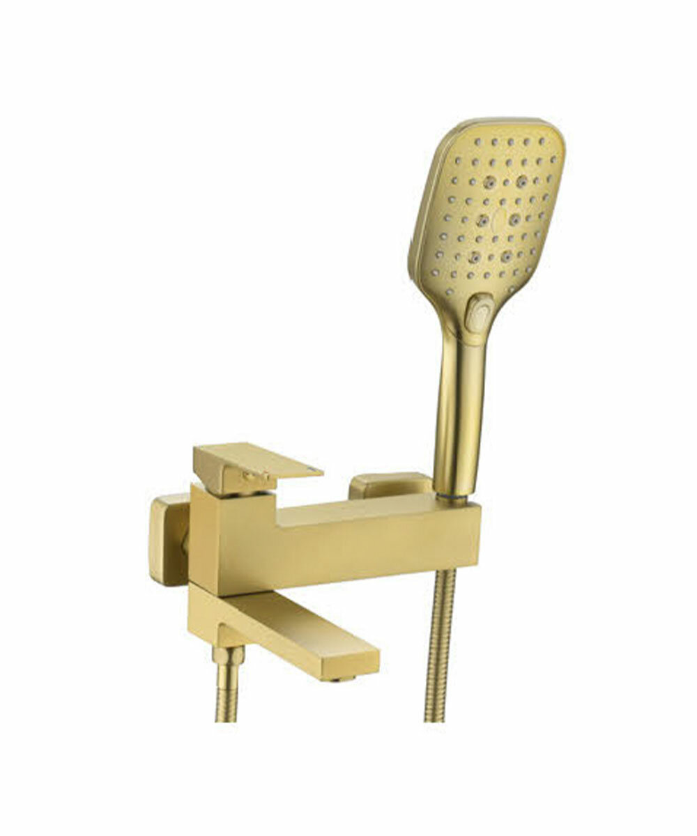 Смеситель для ванны и душа из латуни с лейкой и шлангом V393531-S от бренда Vieir матовое золото