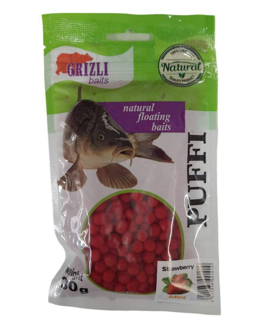 Воздушное тесто / пеностесто GRIZZLY Baits Puffi "Клубника" - 8мм / 30г