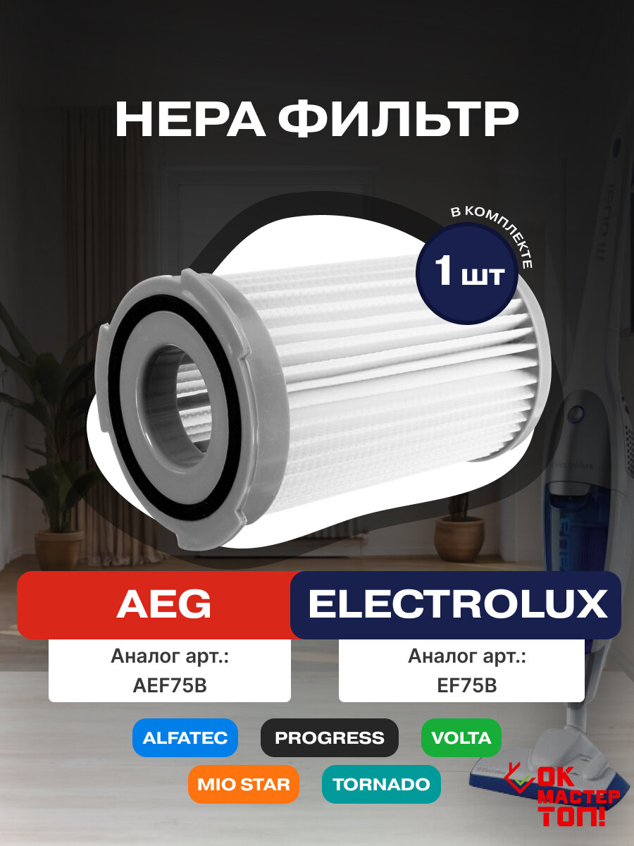 Фильтр моющийся для пылесоса Electrolux, AEG (Электролюкс, АЕГ), арт: EF75B, AEF75B