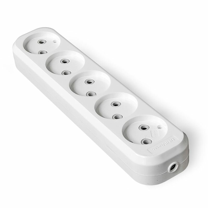 Колодка розеточная Universal 5 гнезд, без заземления, АБС-пластик