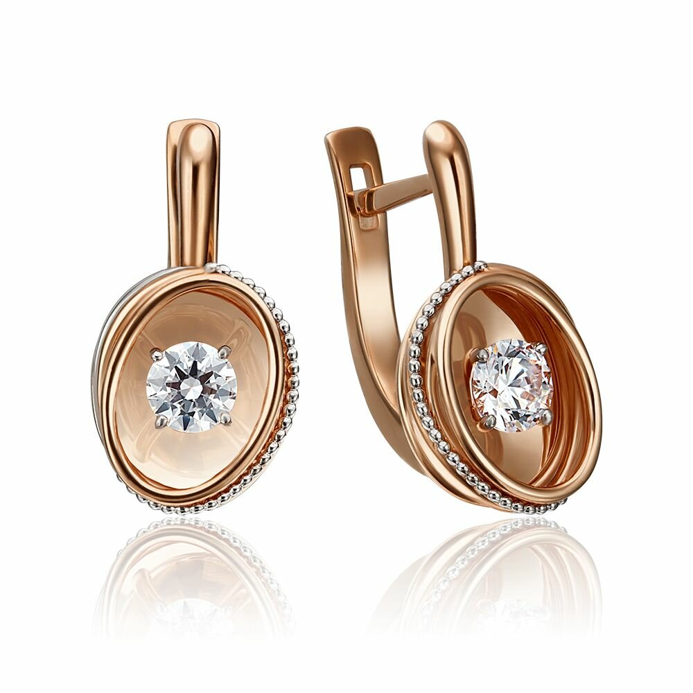 Серьги, красное золото, 585 проба, фианит
