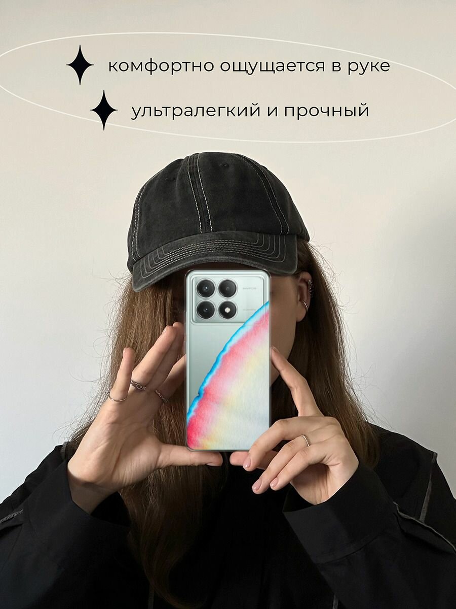 Чехол на Xiaomi Poco X6 PRO 5G / Поко X6 Про 5G с принтом Слияние красок, прозрачный — фото 1