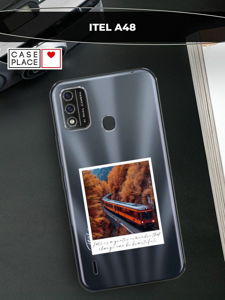 Силиконовый чехол на Itel A48 / Ител А48 с принтом Дорога в осень
