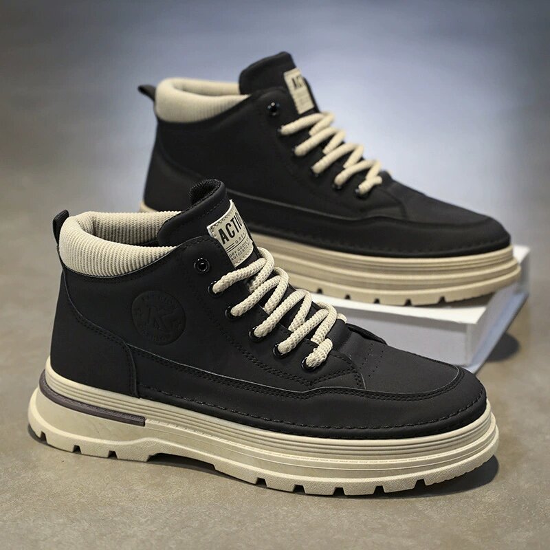 MOOCIE Мужские ботинки Martin, новый осенний стиль, дышащие высокие рабочие ботинки, модные и универсальные спортивные повседневные короткие ботинки на толстой подошве