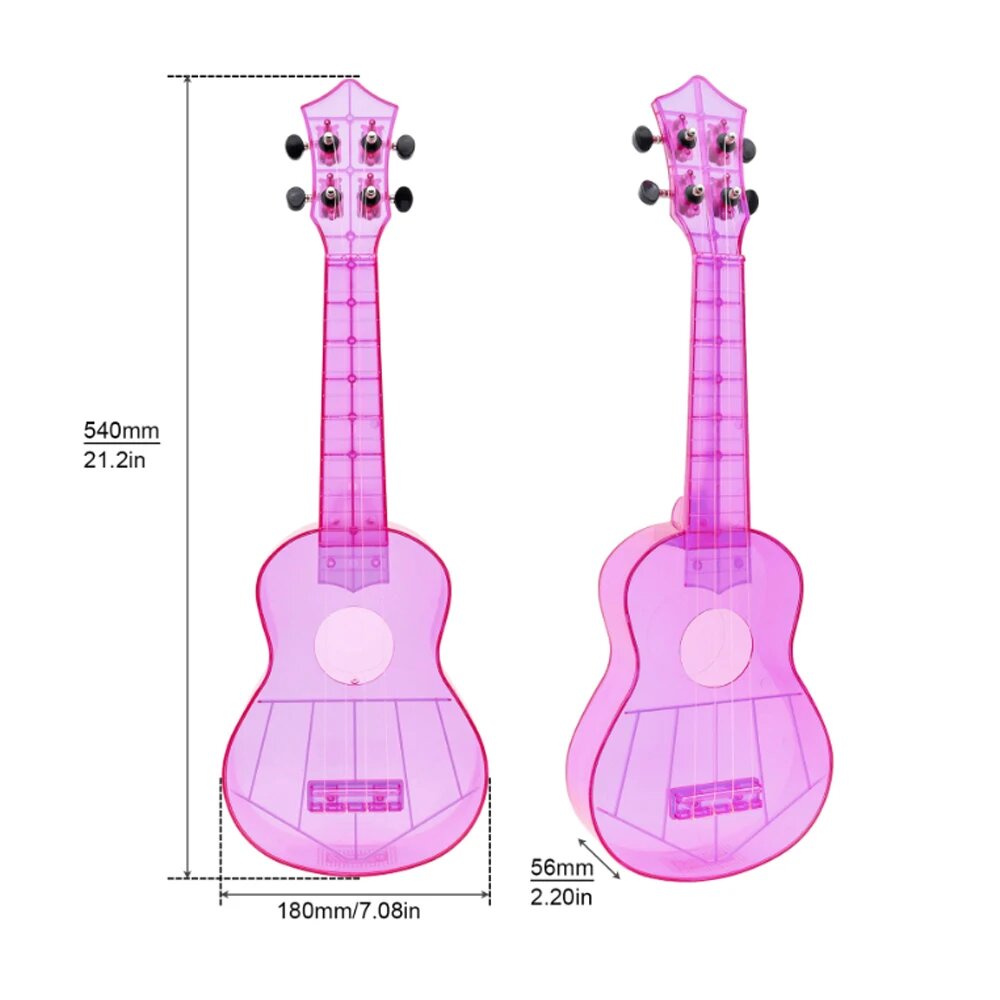 OriGlam 21-дюймовое укулеле, 3 струны, пластик, белый/розовый/синий Розовый