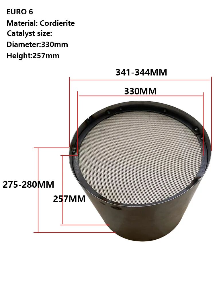 Универсальный DPF для грузовиков EURO 6, 200CPSI, кордиритовый материал, катализатор, размер 330x257 мм, система послеоборудования выхлопных газов грузовика