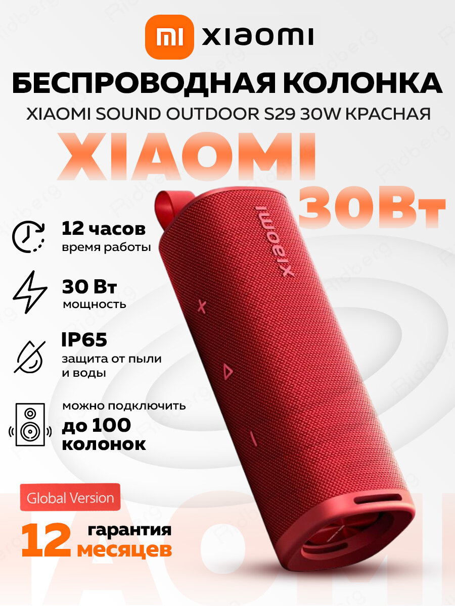 Беспроводная колонка Xiaomi Sound Outdoor S29 30W MDZ-38-DB QBH4263GL, красный