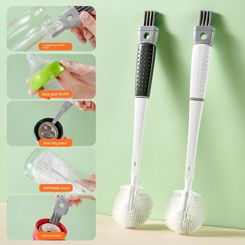 Щетка для чистки чашек с длинной ручкой «пять в одном», бытовая щетка для бутылок, щетка для чистки,